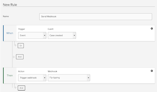 Sending Webhooks using rules in Jadu CXM